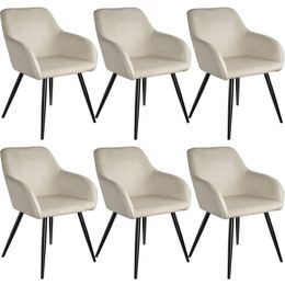 TecTake Esszimmerstuhl, Creme, Schwarz, Textil, 58x82x62 cm, Esszimmer, St&uuml;hle, Esszimmerst&uuml;hle, Armlehnenst&uuml;hle