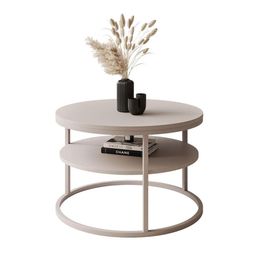 Lookway Couchtisch, Beige, Holzwerkstoff, Rund, 60x42x60 cm, Wohnzimmer, Wohnzimmertische, Couchtische
