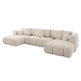 Altdecor Wohnlandschaft, Beige, Kunststoff, 6-Sitzer, U-Form, 405x90x185 cm, Wohnzimmer, Sofas & Couches, Wohnlandschaften, Wohnlandschaften in U-Form