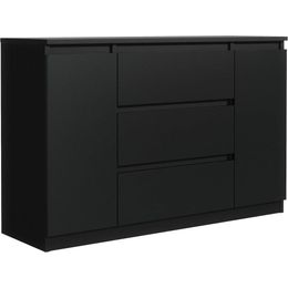 Mobelsta Kommode, Schwarz, Holzwerkstoff, Teilmassiv,Strukturbuche, 2 Schubladen, 120x78.5x39 cm, Wohnzimmer, Kommoden & Sideboards, Kommoden