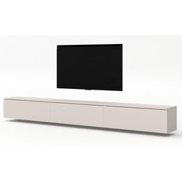 AX Living Lowboard, Beige, Kunststoff, Teilmassiv,Kiefer, Uni, Rechteckig, 300x34x32 cm, Hergestellt in Europa, FSC Mix, Reach, Pefc, Made in EU, Wohnzimmer, Wohnw&auml;nde, Lowboards, Lowboards h&auml;ngend