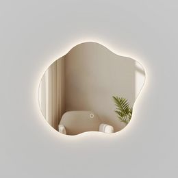 Emke Badspiegel, Transparent, Glas, Organisch, 50x45x3 cm, Badezimmer, Badezimmerspiegel, Badspiegel