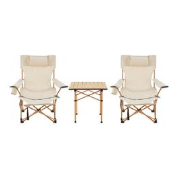 casa.pro Gartenm&ouml;bel-Set, Beige, Textil, Metall, 3-teilig, 2-Sitzer, Gartenm&ouml;bel, Gartenm&ouml;bel-Sets