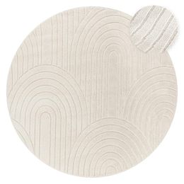 Paco Home Hochflorteppich, Creme, Textil, Rund, 160x160 cm, strapazierf&auml;hig, f&uuml;r Fu&szlig;bodenheizung geeignet, Teppiche & B&ouml;den, Teppiche, Hochflorteppiche & Shaggys