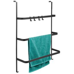 bremermann T&uuml;r-H&auml;ngeregal,, Schwarz, Metall, 65x86x17 cm, Badaccessoires, Waschplatzzubeh&ouml;r, Handtuchhaken