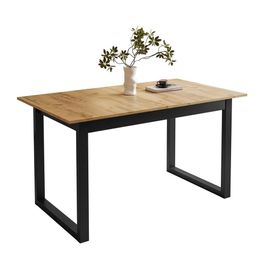 Lookway Esstisch, Eiche, Metall, 8-Sitzer, Rechteckig,Rechteckig, 80x77x140 cm, Hergestellt in Europa, Esszimmer, Tische, Esstische