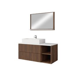 Mirjan24 Badm&ouml;bel-Set, Braun, Holzwerkstoff, 2 Schubladen, Rechteckig, 100x57x45 cm, Badezimmer, Badm&ouml;belsets & Badm&ouml;belserien, Badm&ouml;bel-Sets