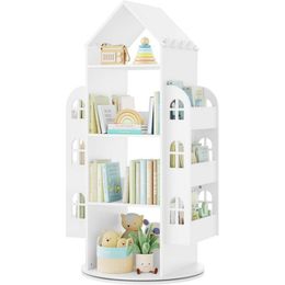 WOLTU Kinderregal, Wei&szlig;, Holzwerkstoff, 3 F&auml;cher, Sockel, 63x125.5x59 cm, Kinder- & Jugendzimmer, Kinderm&ouml;bel, Kinderregale