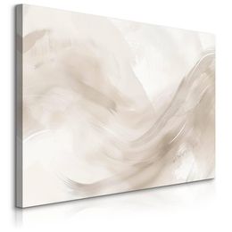 Muralo Leinwandbild, Beige, Braun, Wei&szlig;, Textil, Kiefer, Abstrakt, Rechteckig, 120x80 cm, einfache und schnelle Anbringung, Bilder und Zubeh&ouml;r, Wandbilder, Leinwandbilder