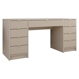 Mirjan24 Schreibtisch, Sand, Holzwerkstoff, 9 Schubladen, Rechteckig,Rechteckig, 154x76x55 cm, Arbeitszimmer, Schreibtische, B&uuml;rotische