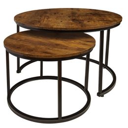 Begryf Couchtisch, Dunkelbraun, Schwarz, Holzwerkstoff, Metall, Vintage, Rund, 53x47x53 cm, Wohnzimmer, Wohnzimmertische, Couchtische