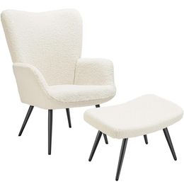 TecTake Sessel, Creme, Schwarz, Kunststoff, 72x100.5x76 cm, Wohnzimmer, Sessel