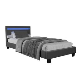 Juskys Polsterbett, Dunkelgrau, Holz, 90x200 cm, Schlafzimmer, Betten, Polsterbetten