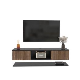 Decorotika Tv-Element, Schwarz, Hellbraun, Holzwerkstoff, 140x25.6x32 cm, Wohnzimmer, Wohnw&auml;nde, Lowboards, Lowboards h&auml;ngend
