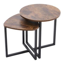 Livingandhome Beistelltisch, Braun, Metall, 42x40x37 cm, Wohnzimmer, Wohnzimmertische, Couchtische