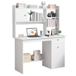 Schreibtisch,, Wei&szlig;, Holzwerkstoff, 120x146x45 cm, Arbeitszimmer, Schreibtische, B&uuml;rotische