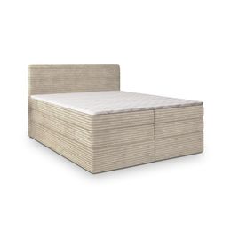 Masseno Boxspringbett, Creme, Holz, H2 + H3, 180x200 cm, Schlafzimmer, Betten, Boxspringbetten