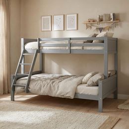 Homestyle4u Etagenbett, Grau, Holz, Kiefer, 140x200 cm, Kinder- & Jugendzimmer, Kinderm&ouml;bel, Kinderbetten, Etagenbetten