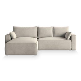 Masseno Ecksofa, Creme, Kunststoff, 3-Sitzer, L-Form,L-Form, 265x178 cm, Wohnzimmer, Sofas & Couches, Wohnlandschaften, Ecksofas
