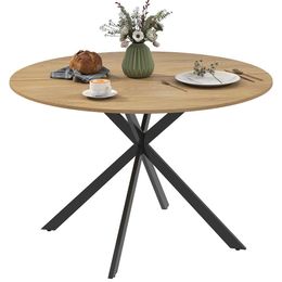 HOMCOM Runder, Eiche, Metall, 120x75x120 cm, Esszimmer, Tische, Esstische