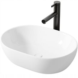 Rebiko Aufsatzwaschbecken, Wei&szlig;, Keramik, 35x14x49 cm, Badezimmer, Waschbecken & Armaturen, Waschbecken