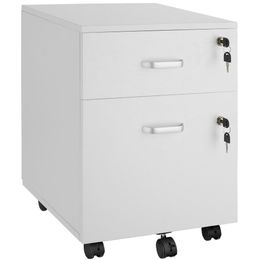 TecTake Rollcontainer, Wei&szlig;, Holzwerkstoff, Rechteckig, 40x54.5x46 cm, Arbeitszimmer, Container