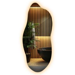Wallfluent Led-Spiegel, Gelb, Glas, Organisch, 45x100x0.4 cm, Spiegel, Wandspiegel