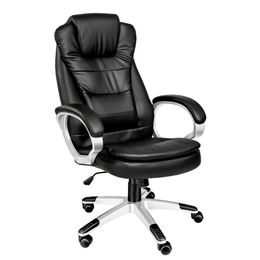 TecTake B&uuml;rostuhl, Schwarz, Leder, 53x55x53 cm, Arbeitszimmer, B&uuml;rost&uuml;hle, Drehst&uuml;hle
