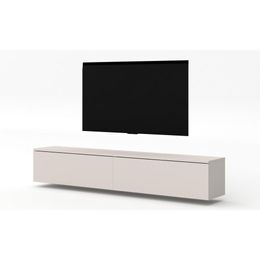 AX Living Lowboard, Beige, Kunststoff, Teilmassiv,Kiefer, Uni, Rechteckig, 200x34x32 cm, Hergestellt in Europa, FSC Mix, Reach, Pefc, Made in EU, Wohnzimmer, Wohnw&auml;nde, Lowboards, Lowboards h&auml;ngend