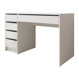 Mirjan24 Schreibtisch, Wei&szlig;, Holzwerkstoff, 5 Schubladen, Rechteckig, 120x76x55 cm, Arbeitszimmer, Schreibtische, B&uuml;rotische
