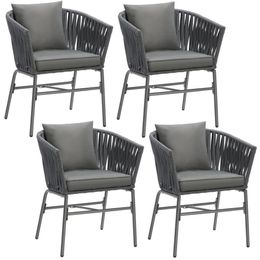 TecTake Stuhlset, Dunkelgrau, Dunkelgrau, Textil, 60x77x61 cm, Gartenm&ouml;bel, Gartenst&uuml;hle, Gartenst&uuml;hle