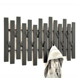 DanDiBo Wandgarderobe, Schwarz, Metall, 58x38x6 cm, Garderobe, Garderobenleisten & Garderobenhaken