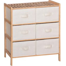 Begryf Badezimmerschrank, Natur, Holz, Bambus, 6 Schubladen, 66x79x35 cm, Badezimmer, Badezimmerschr&auml;nke, Midischr&auml;nke