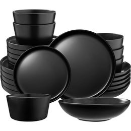 TecTake Tafelservice, Schwarz, Keramik, 26x2.3x26 cm, Essen & Trinken, Geschirr, Geschirr-Sets