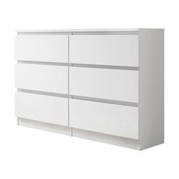 Mirjan24 Kommode, Wei&szlig;, Holzwerkstoff, 6 Schubladen, 120x77x30 cm, Wohnzimmer, Kommoden & Sideboards, Kommoden