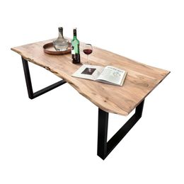 SAM&reg; SAM Esstisch, Akazie, Schwarz, Metall, Echtholz,Akazie, Quadratisch,Rechteckig, U-Form, 120x77x80 cm, Esszimmer, Tische, Esstische