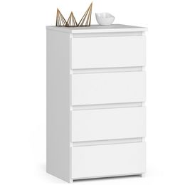 Akord Kommode, Wei&szlig;, Holzwerkstoff, Nachbildung, Holz Optik, 4 Schubladen, Rechteckig,Rechteckig, 40x74x35 cm, Wohnzimmer, Kommoden & Sideboards, Kommoden