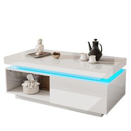 Flieks Couchtisch, Wei&szlig;, Holz, 50x40x100 cm, Wohnzimmer, Wohnzimmertische, Couchtische