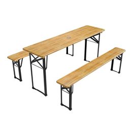 Juskys Bierzeltgarnitur, Braun, Holz, 3, Gartenm&ouml;bel, Gartenm&ouml;bel-Sets