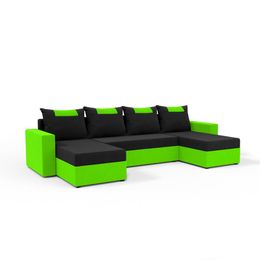 Fedve Wohnlandschaft, Gr&uuml;n, Textil, L-Form, 298x85x207 cm, Wohnzimmer, Sofas & Couches, Wohnlandschaften, Wohnlandschaften in U-Form
