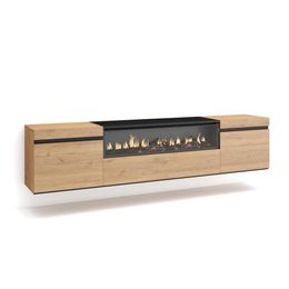 Skraut Home Lowboard, Eiche, Natur, Holzwerkstoff, Rechteckig,Rechteckig, 200x45x35 cm, Wohnzimmer, Wohnw&auml;nde, Lowboards, Lowboards h&auml;ngend