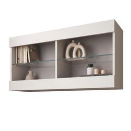 Komodee H&auml;ngevitrine, Wei&szlig;, Wei&szlig;, Holzwerkstoff, Glas, 2 F&auml;cher, Rechteckig, 100x50x29.5 cm, Wohnzimmer, Wohnw&auml;nde, Vitrinenschr&auml;nke