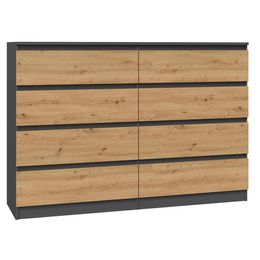 CDF Kommode, Anthrazit, Eiche Artisan, Holzwerkstoff, 138x97x40 cm, Wohnzimmer, Kommoden & Sideboards, Kommoden