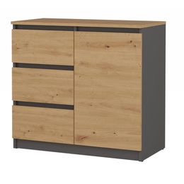 CDF Kommode, Anthrazit, Eiche Artisan, Holzwerkstoff, 80x75x40 cm, Wohnzimmer, Kommoden & Sideboards, Kommoden