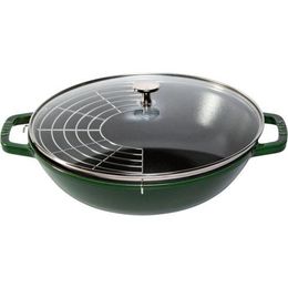 Staub Wok 30 cm mit Deckel Gusseisen, Basilikum-gr&uuml;n