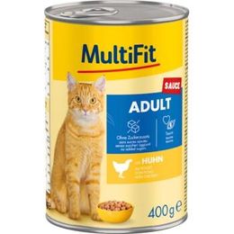 MultiFit Nassfutter Katze Adult, Sauce, Huhn 24x400 g