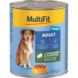 MultiFit Nassfutter Hund, Adult Ragout Kaninchen und Karotten 12x800 g
