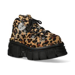 New Rock M-106-C192 Gothic-Stiefeletten aus Leder in Leoparden-Braun