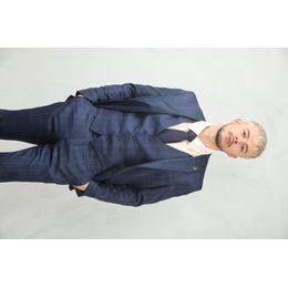Herren 3-teiliges Prince-of-Wales-Blau Anzug Arbeitskleidung
