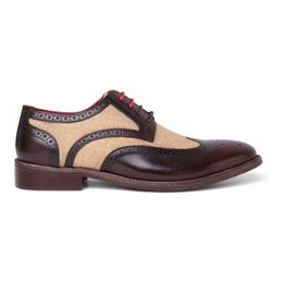 Justin Reess Herren-Brogue-Schuhe aus braunem Leder mit Canvas-Details &ndash; Cole